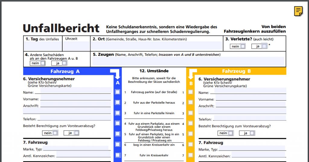 Unfallbericht Wer Ist Schuld 1 Oder 2